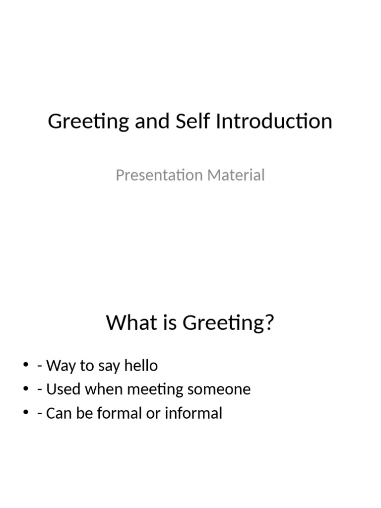 Greeting Self Introduction | PDF