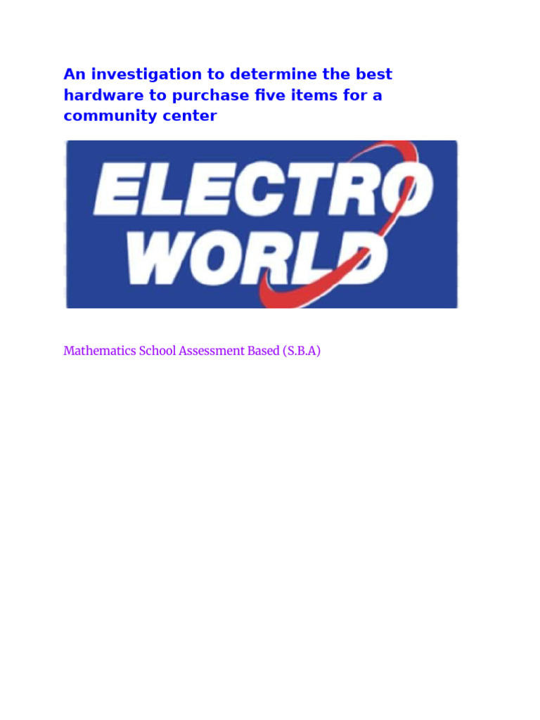 Cost-Effective Hardware for Community Center | PDF | Data | Prices