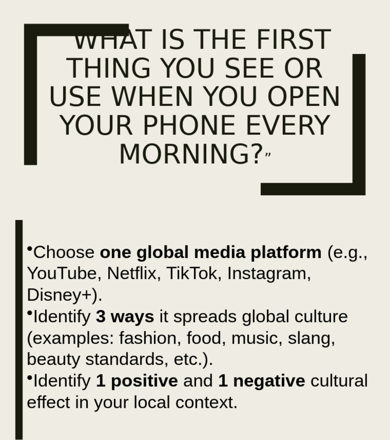 Global Media Culture Activity | PDF