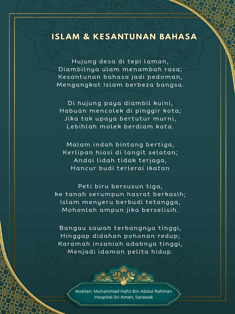 Pantun Islam Dan Kesantunan Bahasa Nukilan Muhammad Hafiz Bin Abdul ...