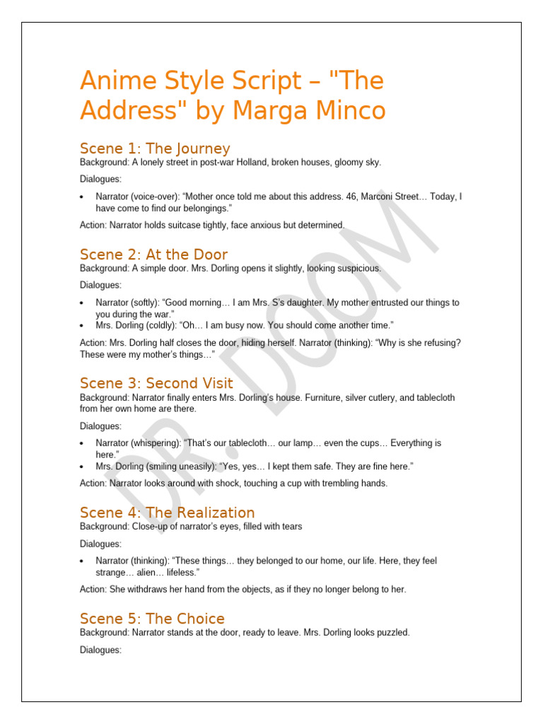 The Address Anime Script | PDF