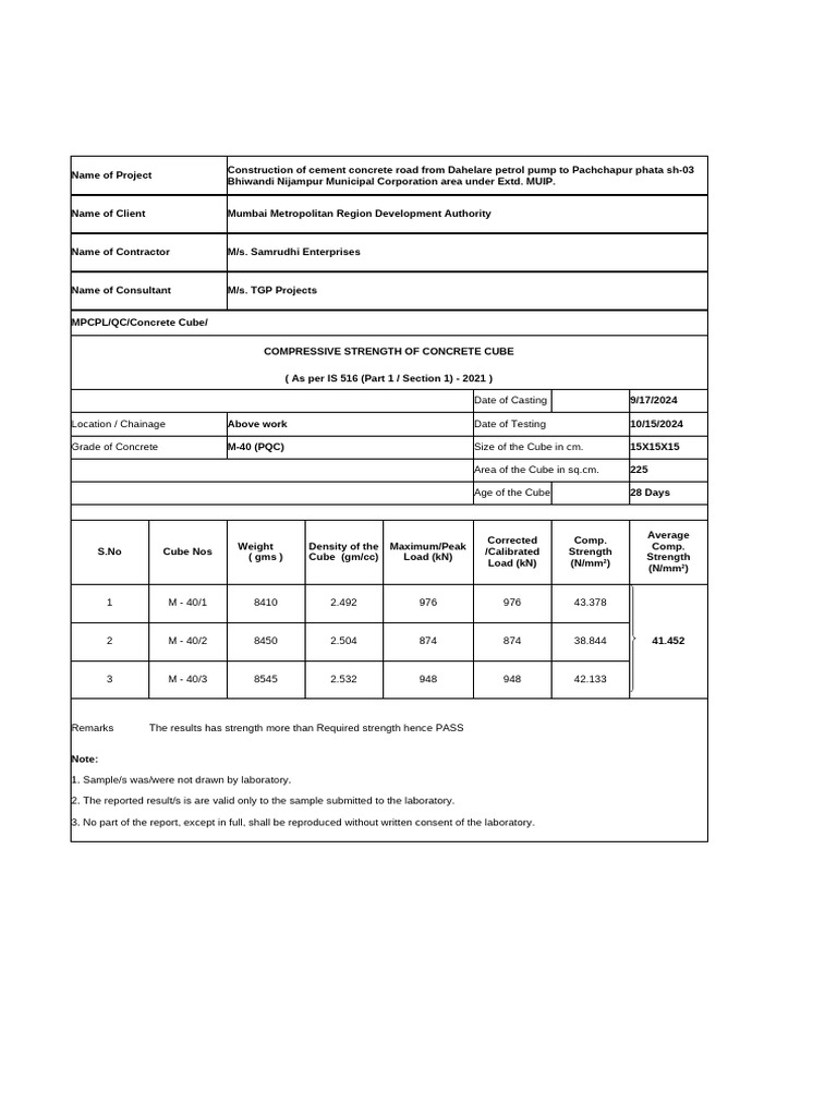 M40 pqc 23-07-2025 - 2 - Copy (4) | PDF | Concrete | Building Engineering