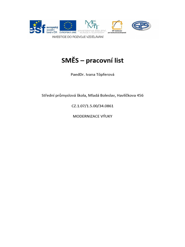 Směsi-Pracovní List | PDF