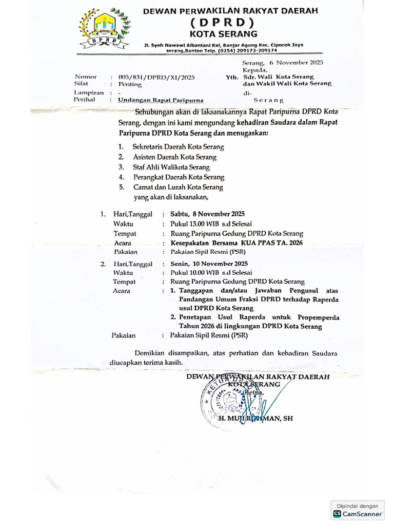 DPRD Undangan Rapat Paripurna-1 | PDF