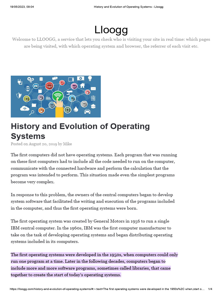 History and Evolution of Operating Systems - Lloogg | PDF | Operating ...