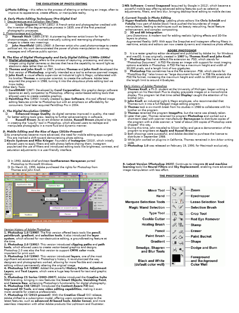 History of Photo Editing Software | PDF | Adobe Photoshop | Image Editing