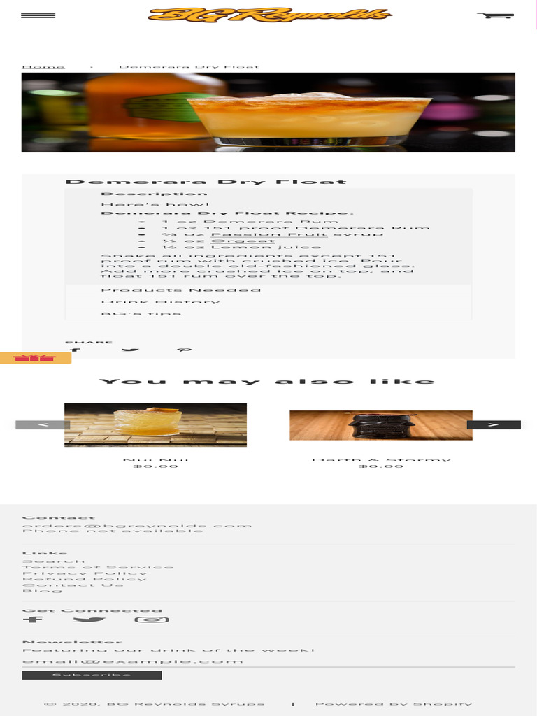 Demerara Dry Float Cocktail Recipe - BG Reynolds Syrups | PDF