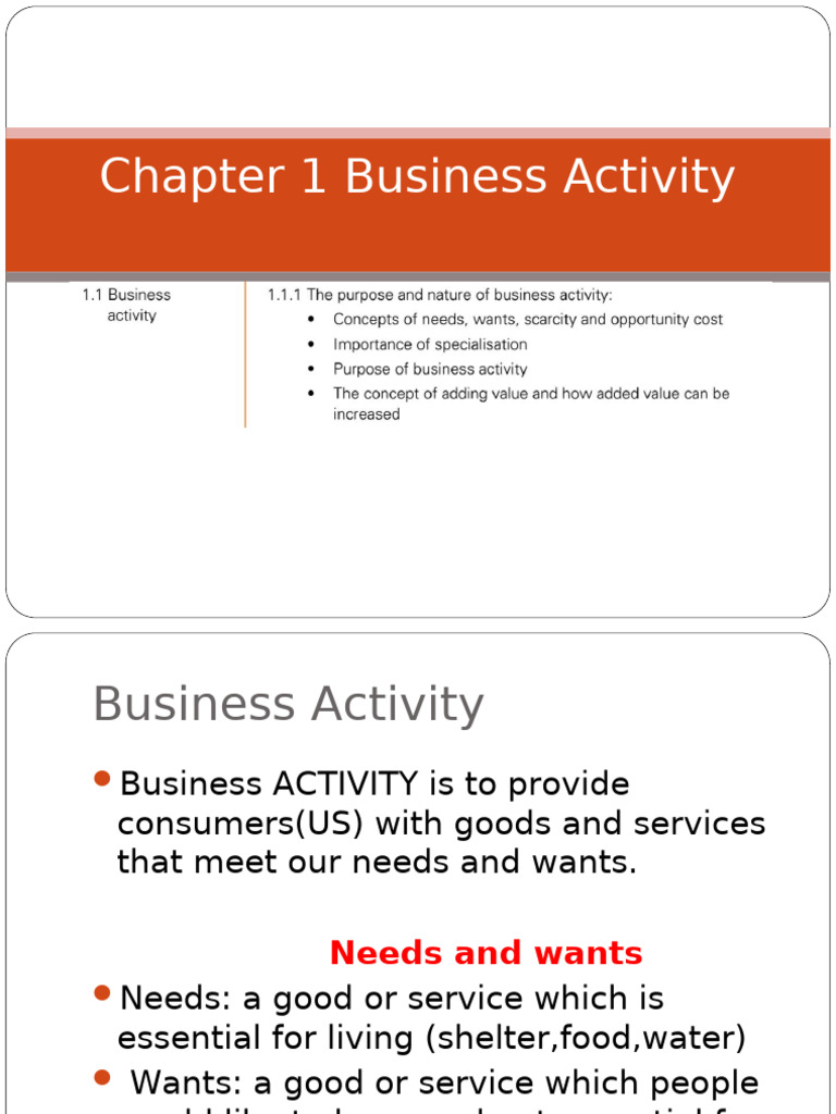 Chapter 1 Business Activity | PDF | Goods | Capital (Economics)