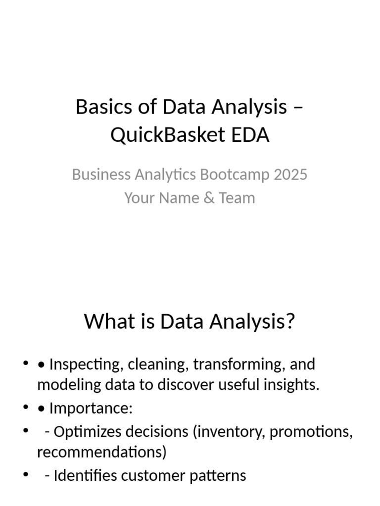QuickBasket Data Analysis Basics | PDF