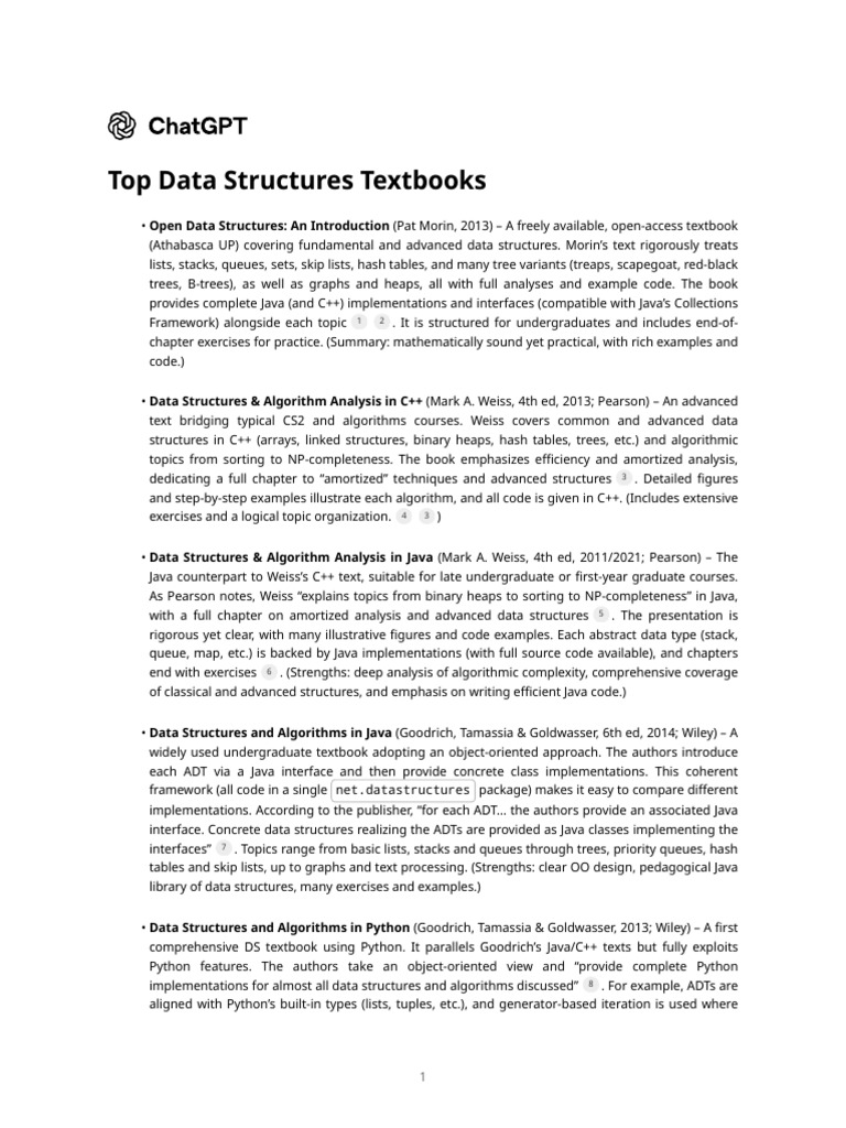 Top Data Structures Textbooks | PDF | Data Structure | Algorithms