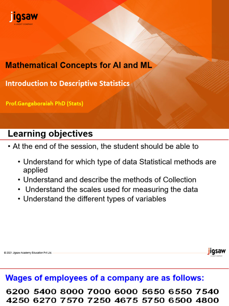 Session 1 - Introduction To Descriptive Statistics | PDF | Level Of ...