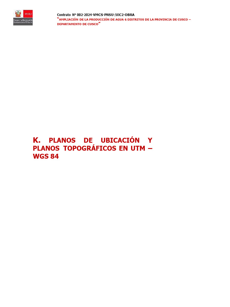 K. Planos de Ubicación y Planos Topográficos en Utm - Wgs 84 | PDF