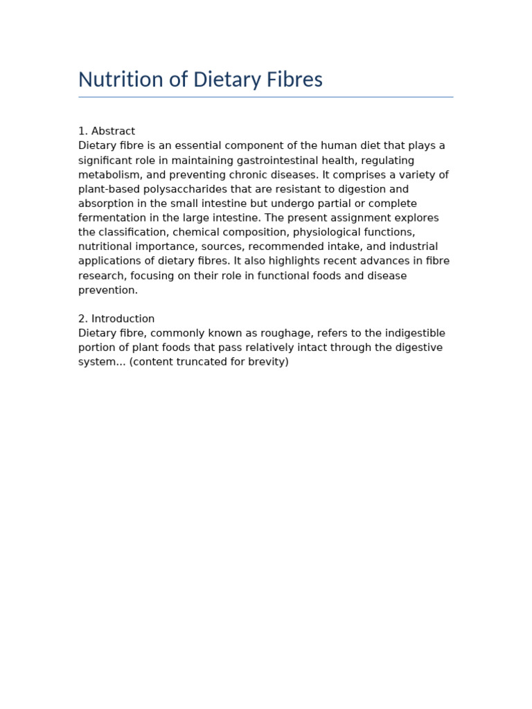 Understanding Dietary Fibres and Nutrition | PDF
