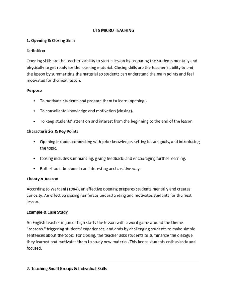 Materi Uts Micro Teaching | PDF | Learning | Reinforcement