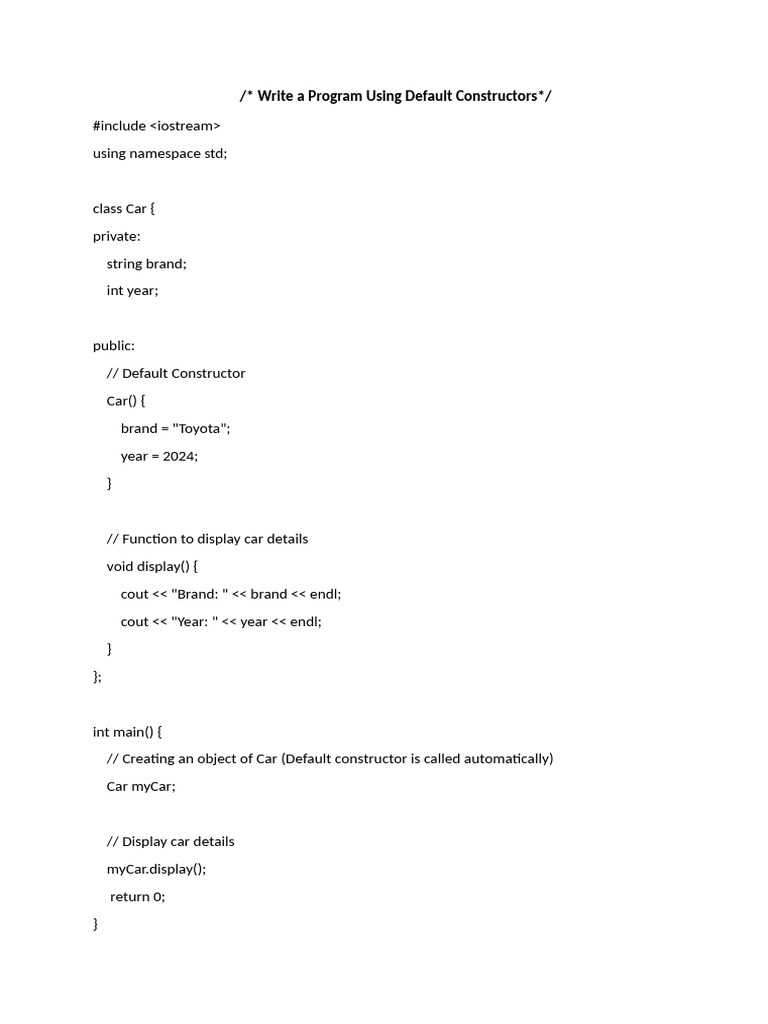 Write A Program Using Default Constructors | PDF