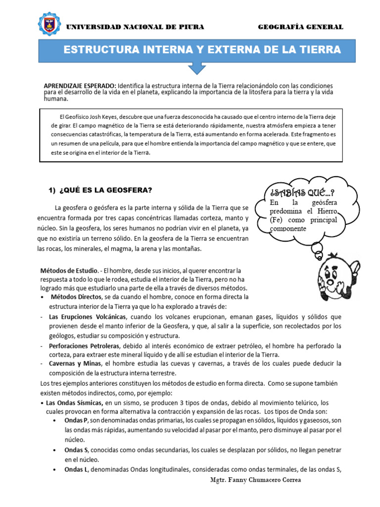 Estructura Interna de la Tierra y Geosfera | PDF | Roca (geología ...