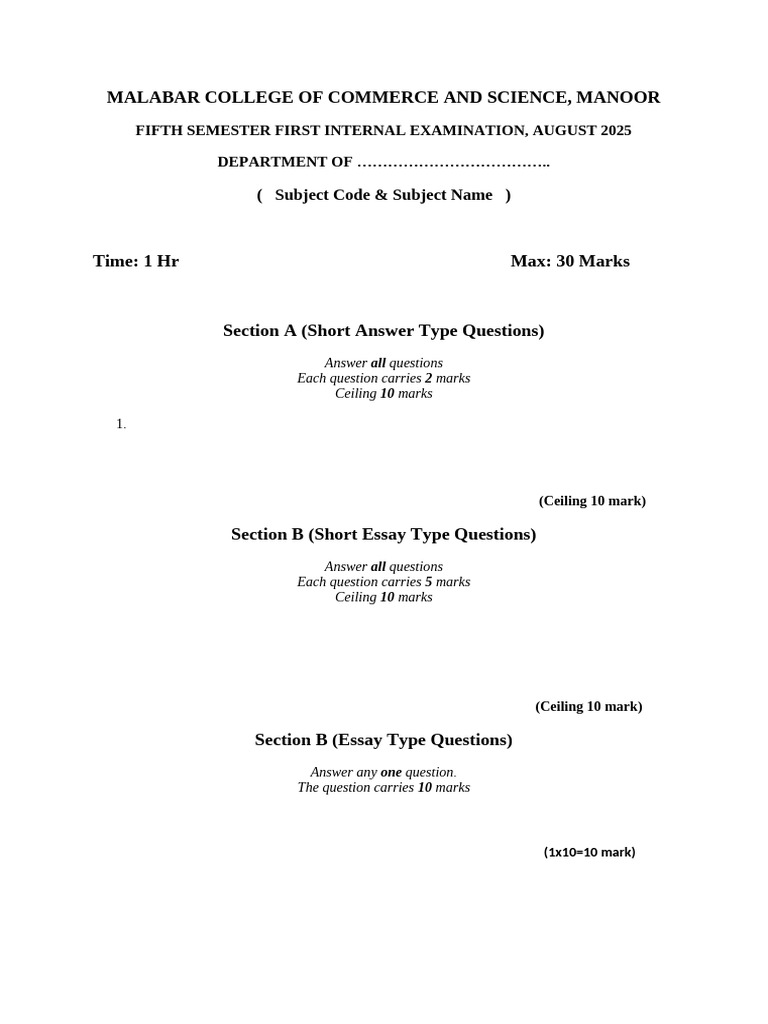 Fifth Sem QP Model | PDF
