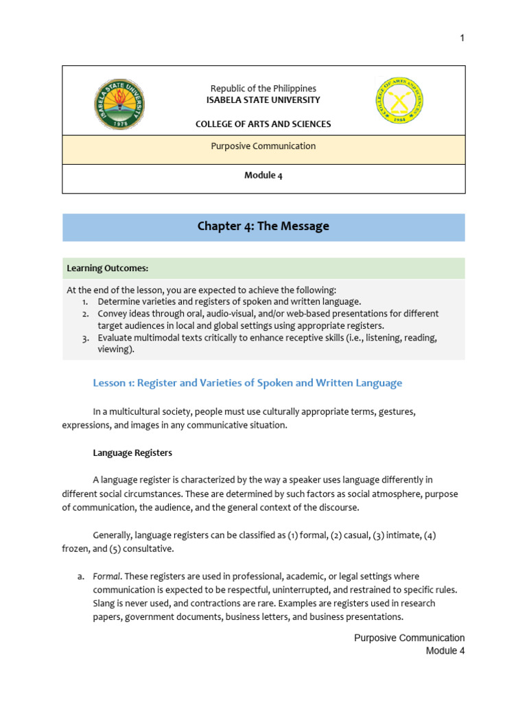 Understanding Language Registers and Varieties | PDF | English Language ...