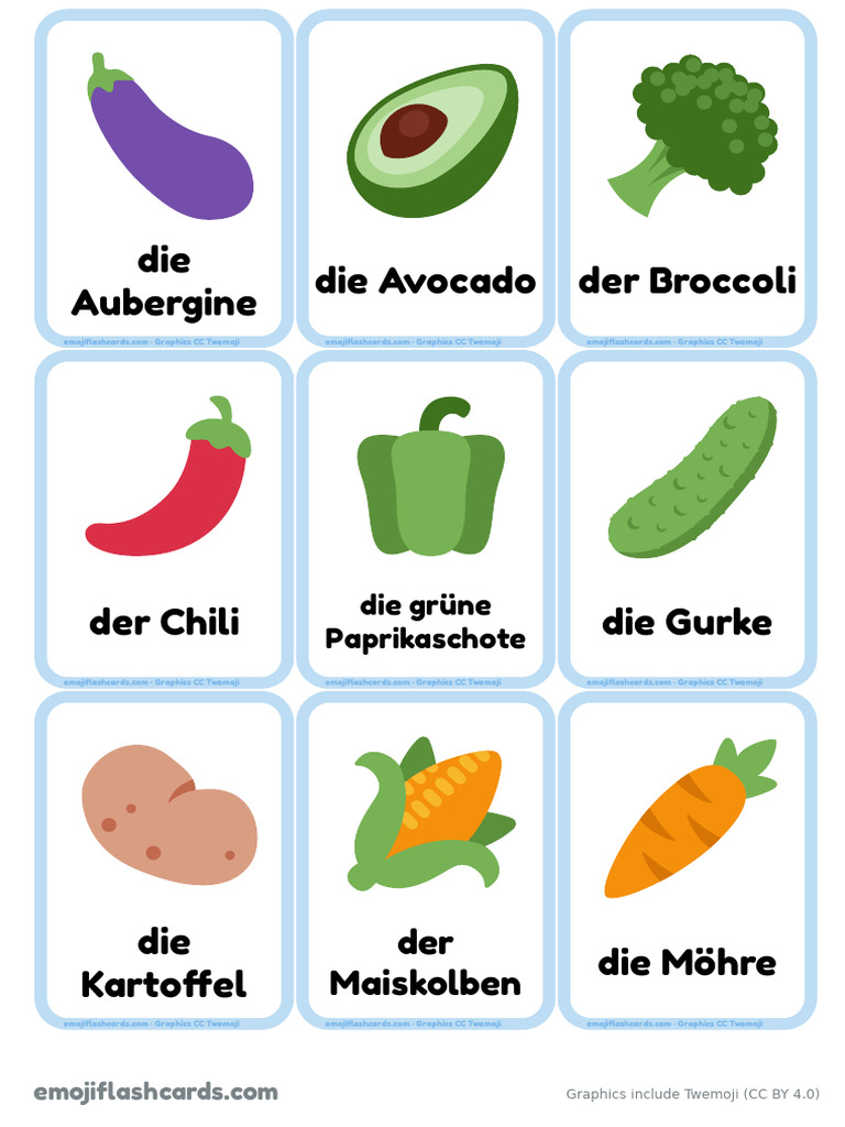 German Vegetables Small A4 Flashcards | PDF