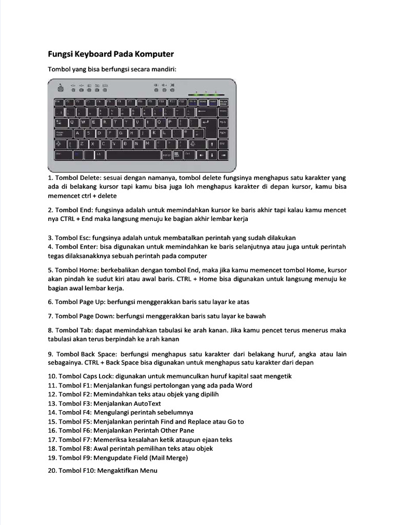 Fungsi Tombol Keyboard di Komputer | PDF