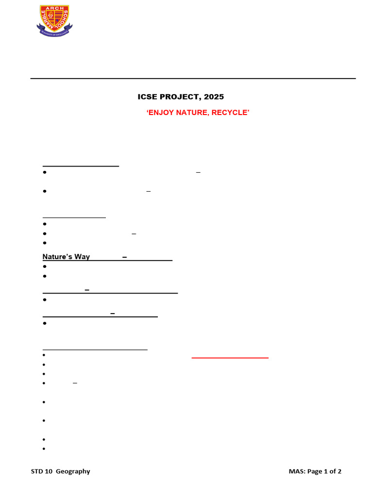 STD 10 GEOGRAPHY PROJECT DETAILS, 2025 | PDF | Waste | Environmental Issues