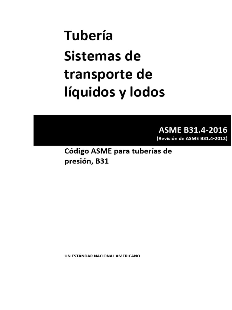 Asme b31.4-2016 Castellano | PDF | Tubería (transporte de fluidos) | Gases