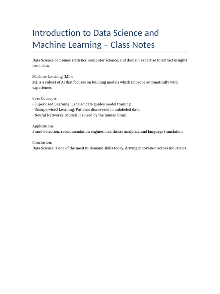 Data Science and Machine Learning | PDF
