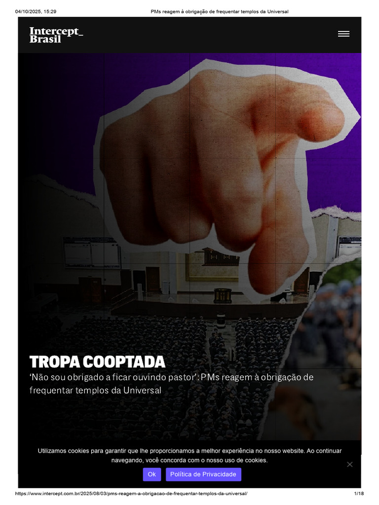 PMs contestam obrigatoriedade em templos | PDF | Capelão | Brasil