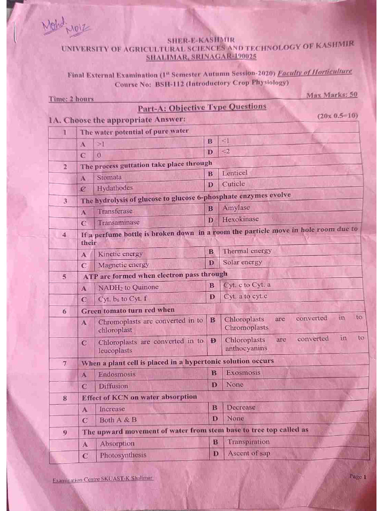 2020 End Term Question Papers | PDF