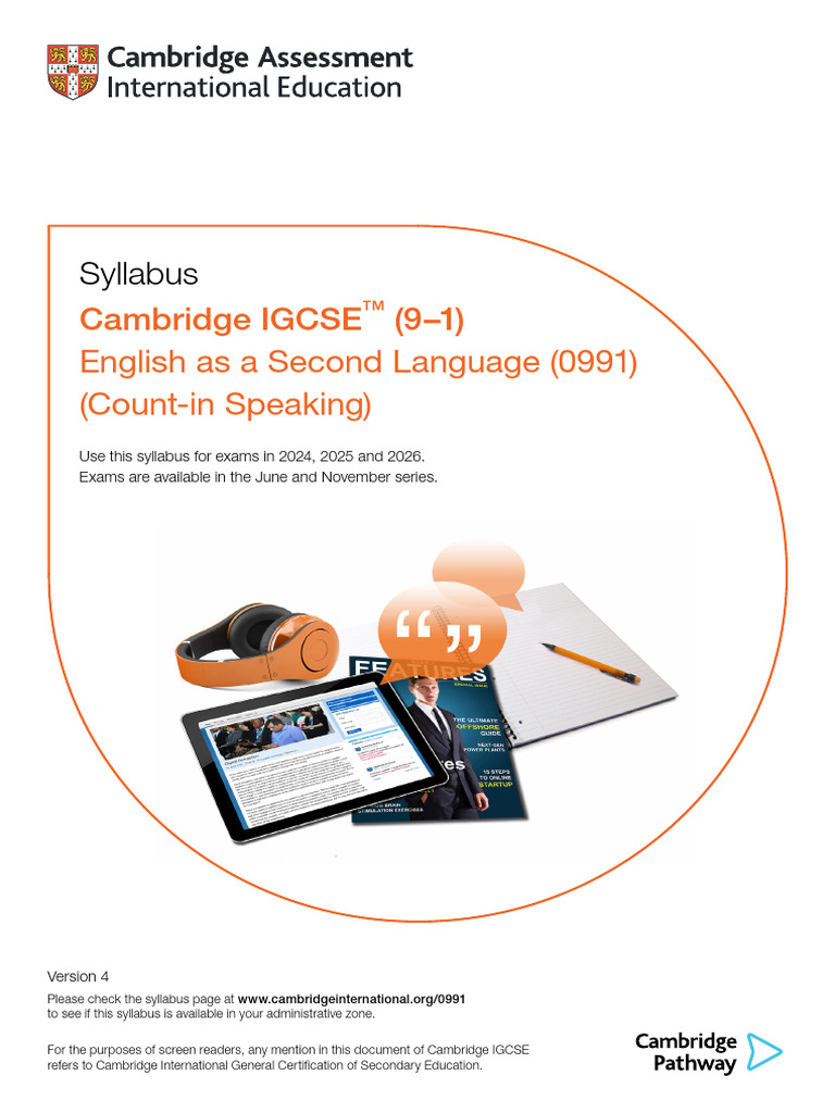 Cambridge IGCSE ESL Syllabus 2024-2026 | PDF | English As A Second Or ...