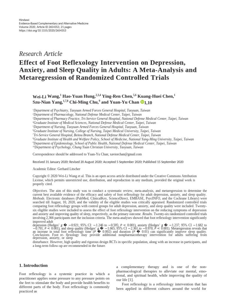 Effect of Foot Reflexology Intervention On Depress | PDF | Randomized ...
