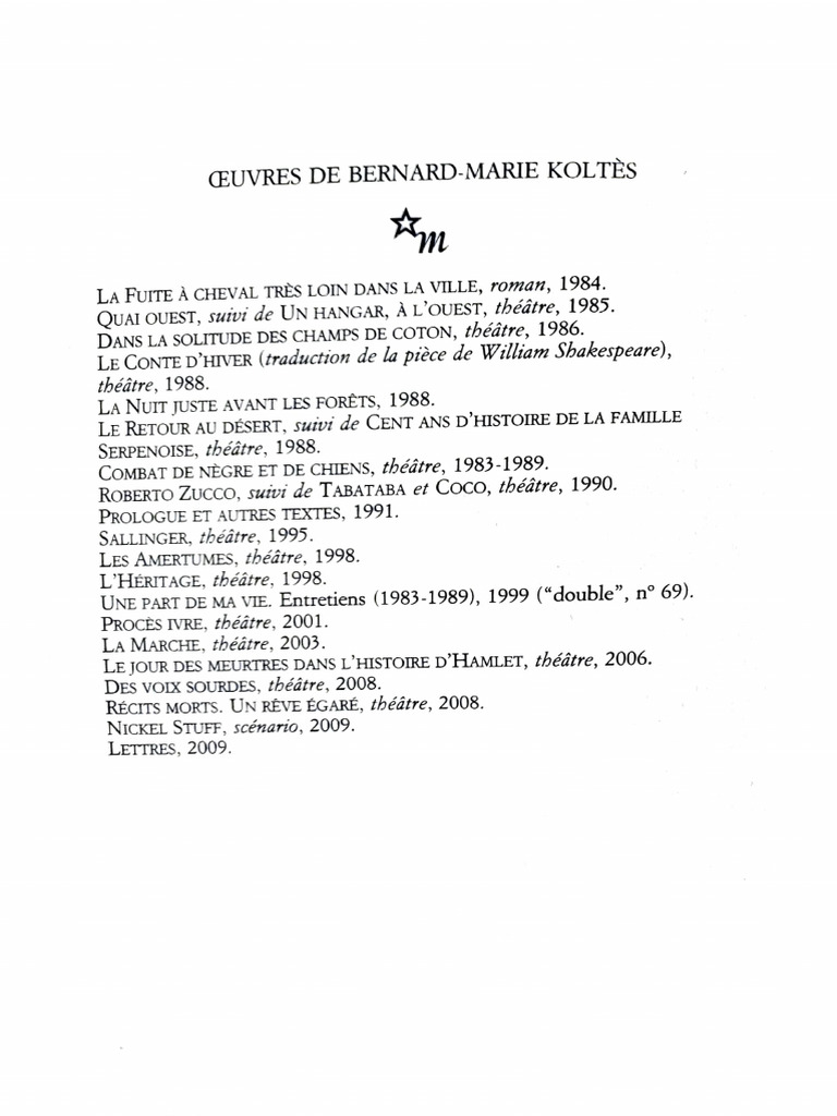 KOLTES Quai Ouest Scan | PDF