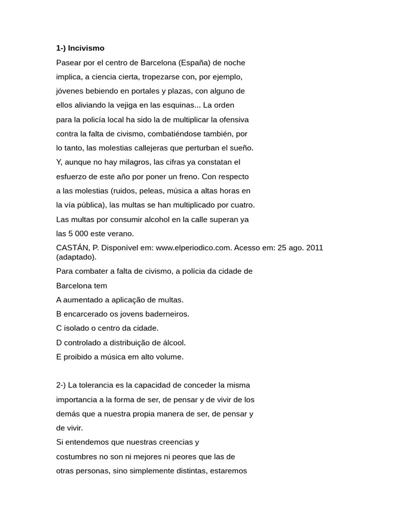 Interpretação de Textos Em Espanhol Aula Do Dia 03.11 | PDF