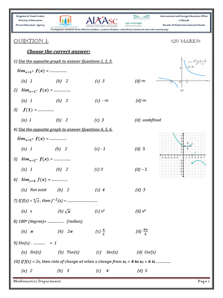 G 12 1st Term Exam Model B 23-24 | PDF | Trigonometric Functions ...