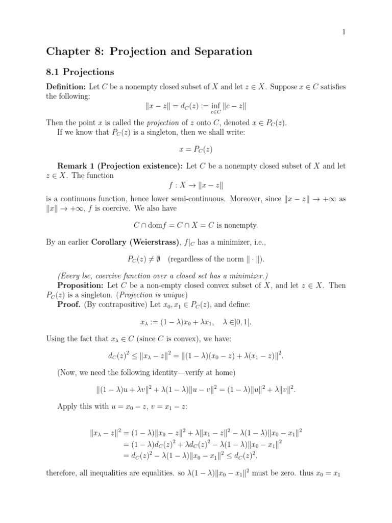 Projection and Separation in Convex Sets | PDF | Banach Space ...