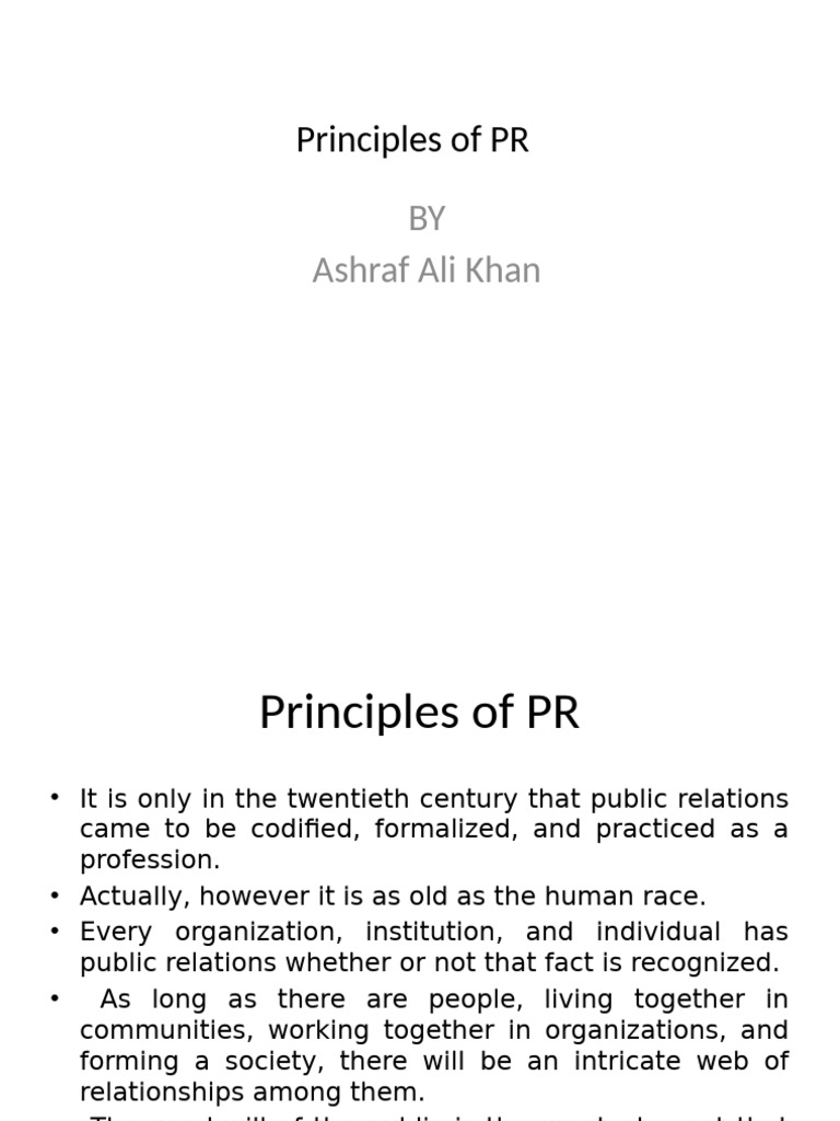 Key Principles of Public Relations | PDF