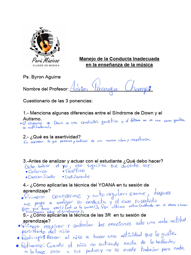 CUESTIONARIO Manejo de La Conducta Inadecuada - 250927 - 234047 | PDF
