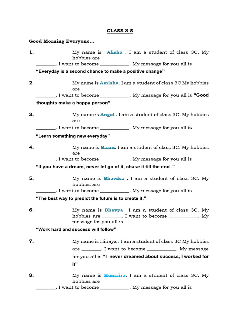 Introduction CLASS 3C New | PDF