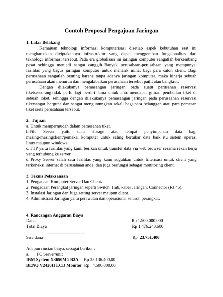 Proposal Jaringan Komputer Perusahaan | PDF