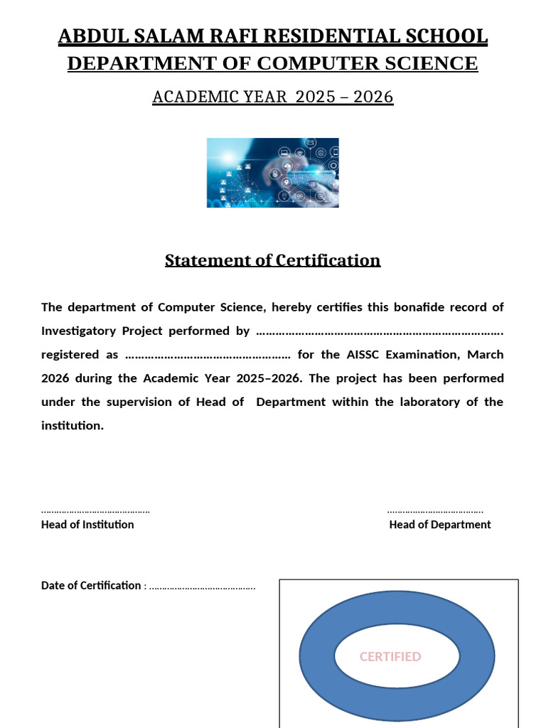 Certificate Computerproject | PDF