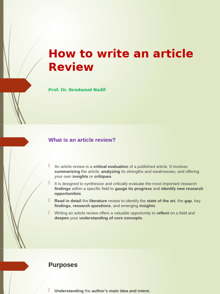 How To Write An Article Review (PDF Slides) Prof. Nadif | PDF ...