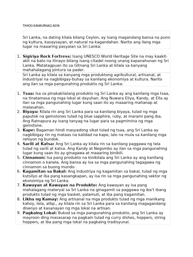 Timog Kankurnag Asya | PDF