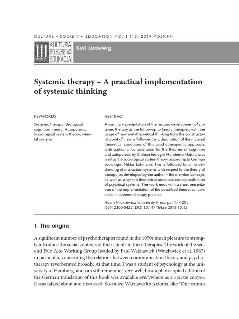 Systemic Therapy: Historical Overview and Practice | PDF ...