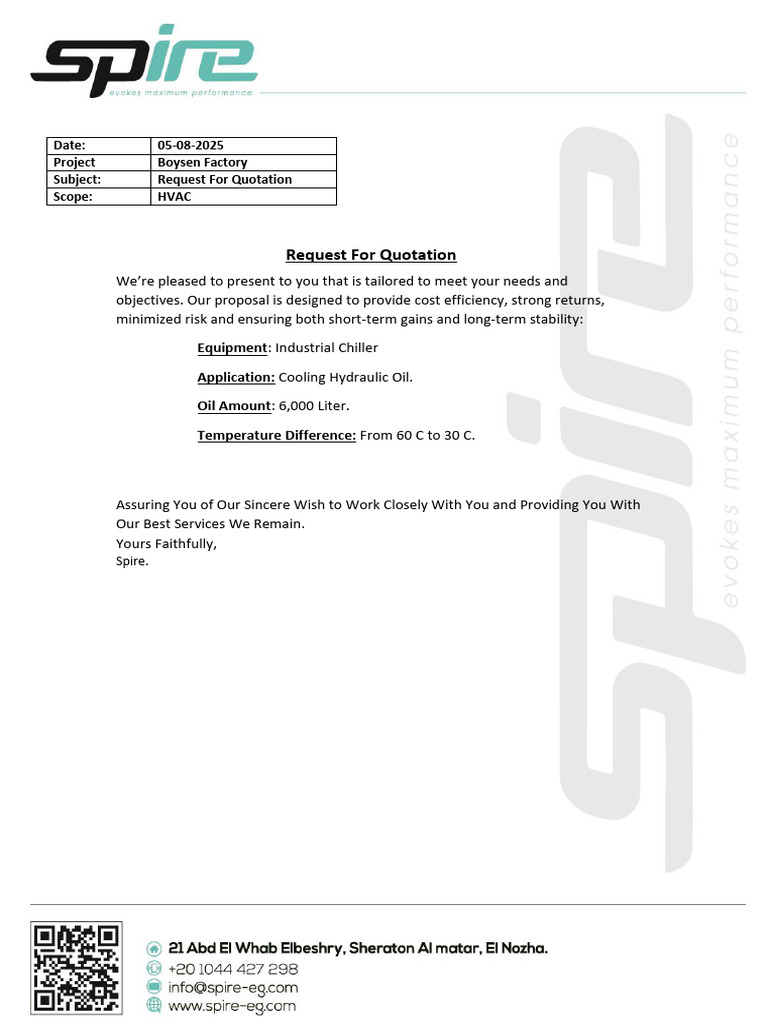 Industrial Chiller Quotation Proposal | PDF