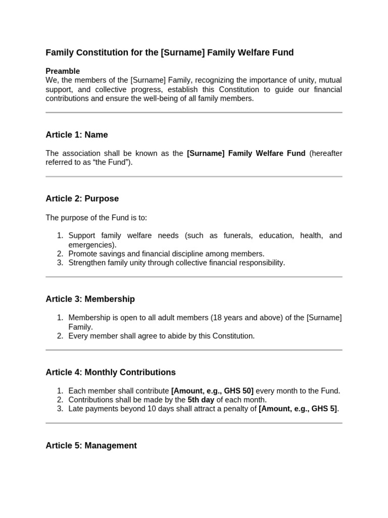Family Welfare Fund Constitution | PDF | Government | Justice