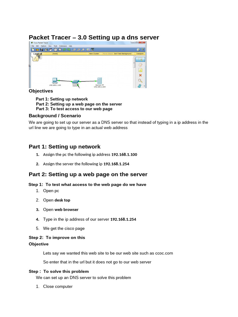 Main Example 3.0-Set Up DNS Server | PDF