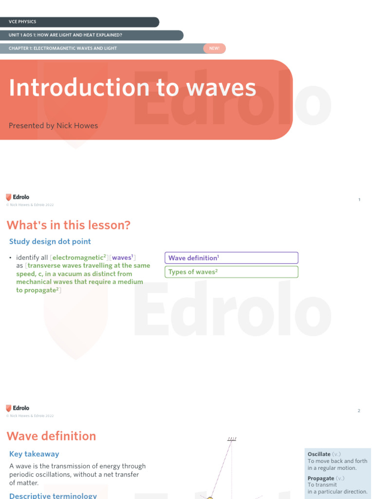 1A Introduction To Waves - Edrolo - Study Notes Annotated | PDF | Waves ...