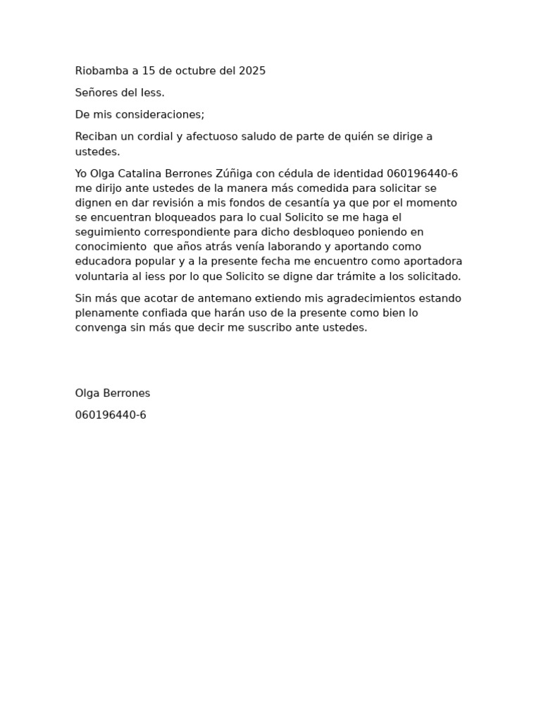 Solicitud Iess | PDF