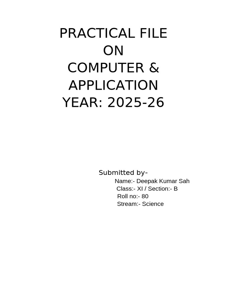Computer & Application Practical File 2025-26 | PDF