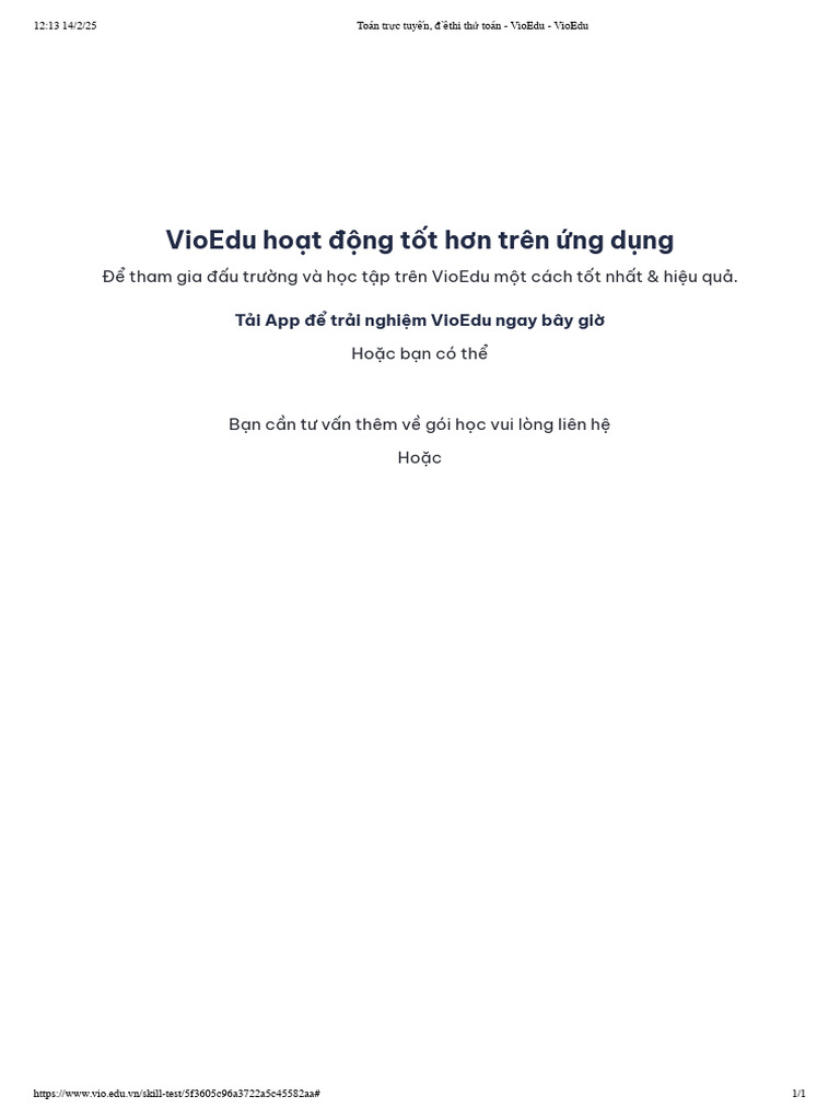 Toán Trực Tuyến, Đề Thi Thử Toán - VioEdu - VioEdu | PDF